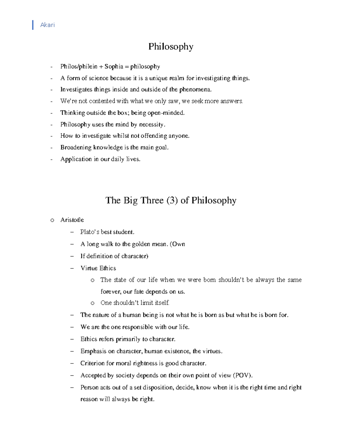 Intorduction to Philosopohy - Philosophy 3 (Akari) - Introduction to ...