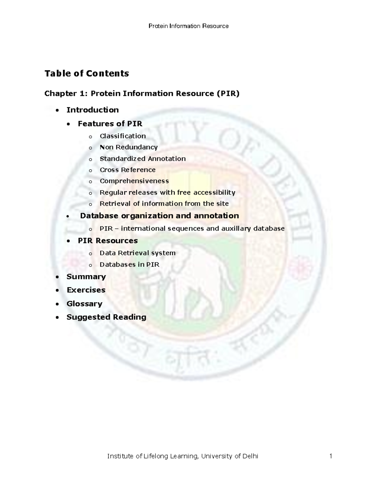 Biological Sequence Databases Protein Information Resource (PIR ...