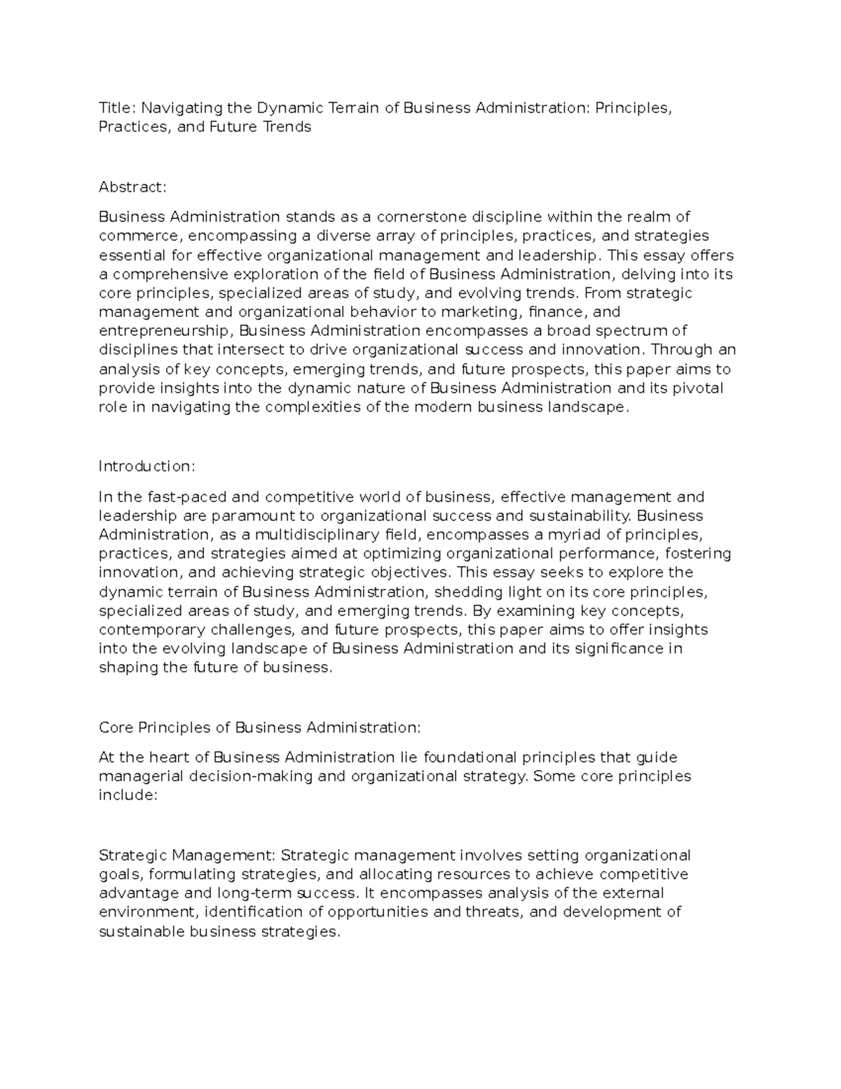 Business Admin - Title: Navigating the Dynamic Terrain of Business ...