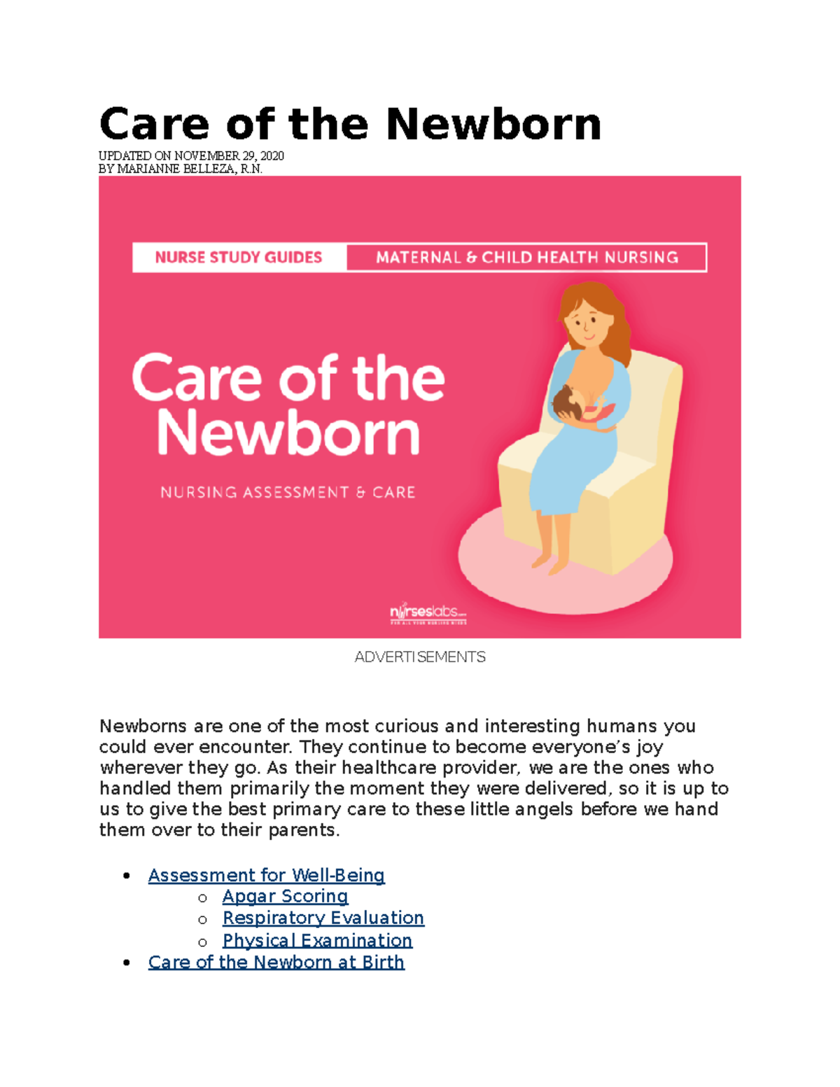 Care Of The Newborn Aap | Neonatal Care Guidelines – WUTTL
