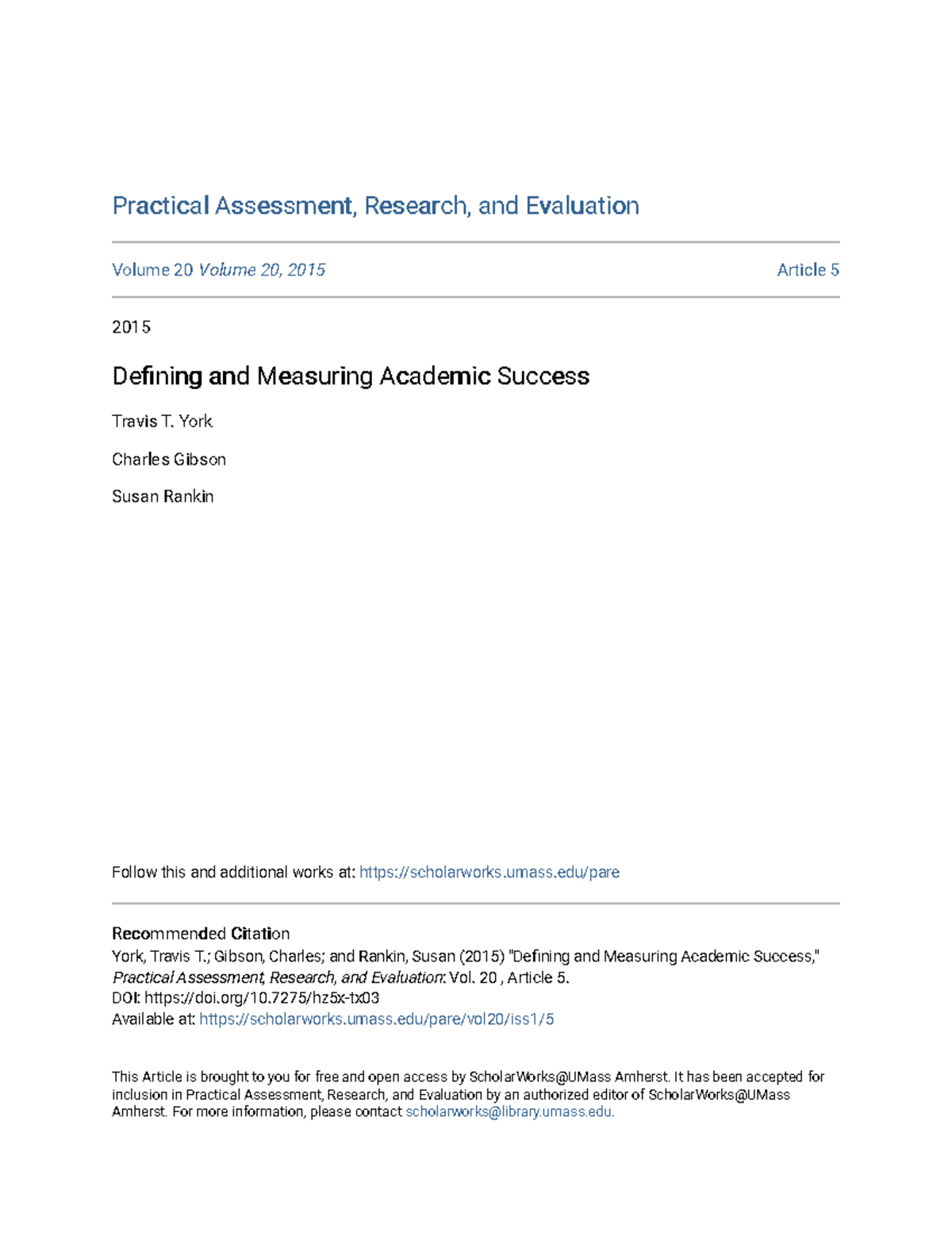 Defining and Measuring Academic Success - Practical Assessment ...