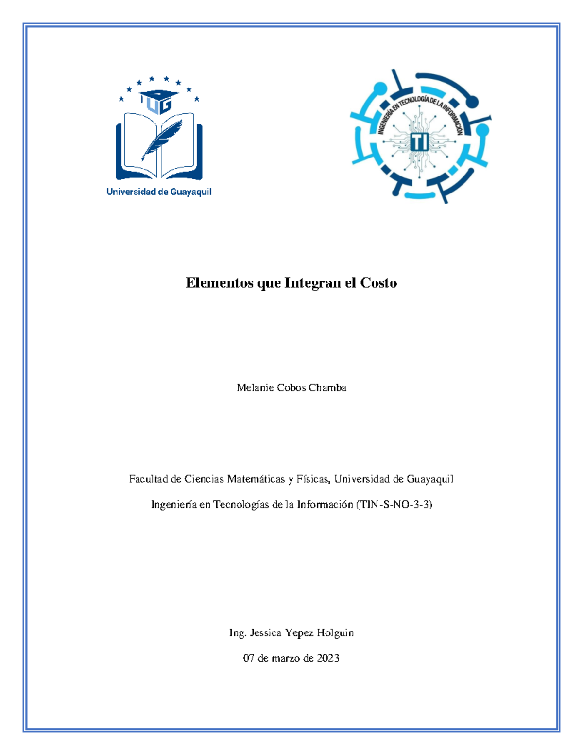 Elementos que integran el costo - Elementos que Integran el Costo ...