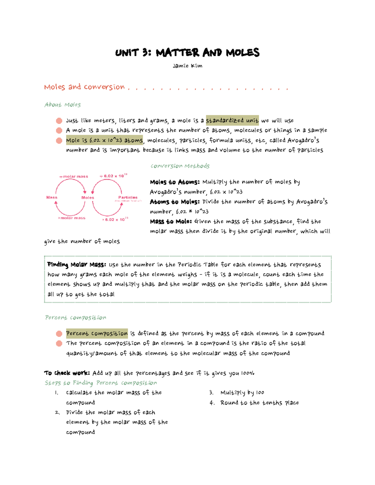 Unit 3 Matter and Moles - UNIT 3: MATTER AND MOLES Jamie Kim Moles and ...