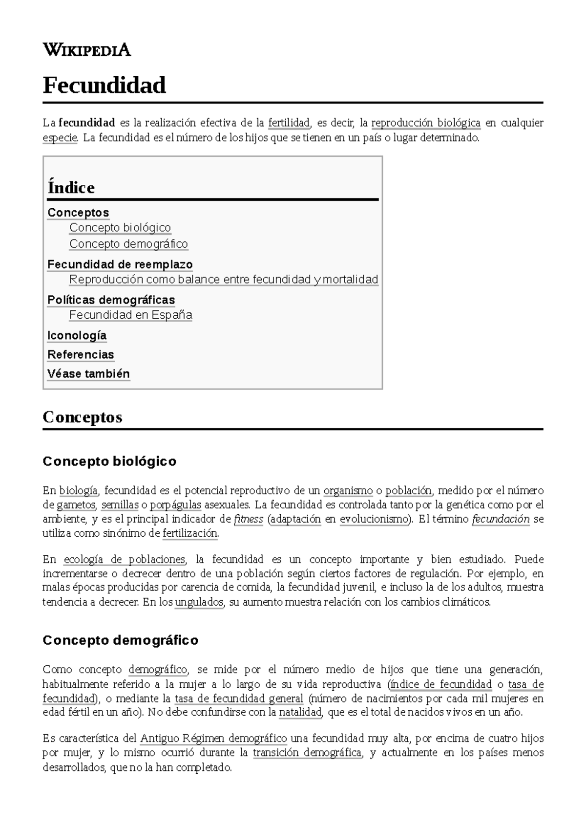 Fecundidad - lectura - Fecundidad La fecundidad es la realización ...