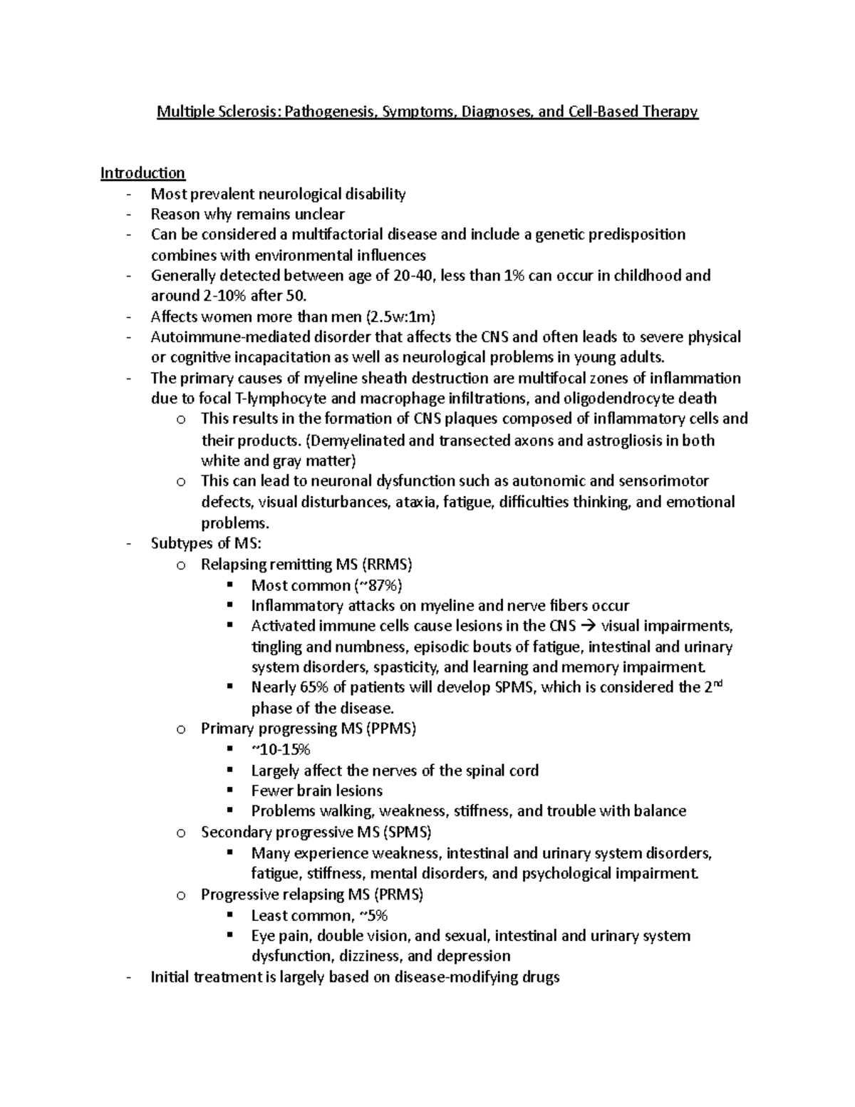 Neural Tissue - MS - Anatomy and Phys II - Multiple Sclerosis ...