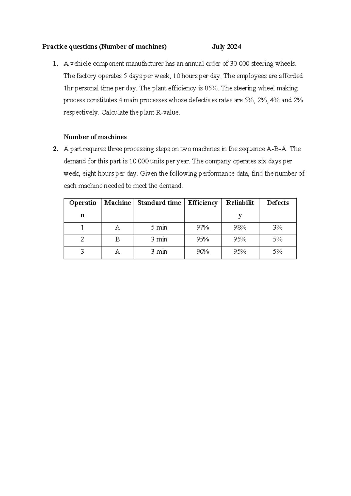 #2 Number of machines - practice questions - Practice questions (Number ...