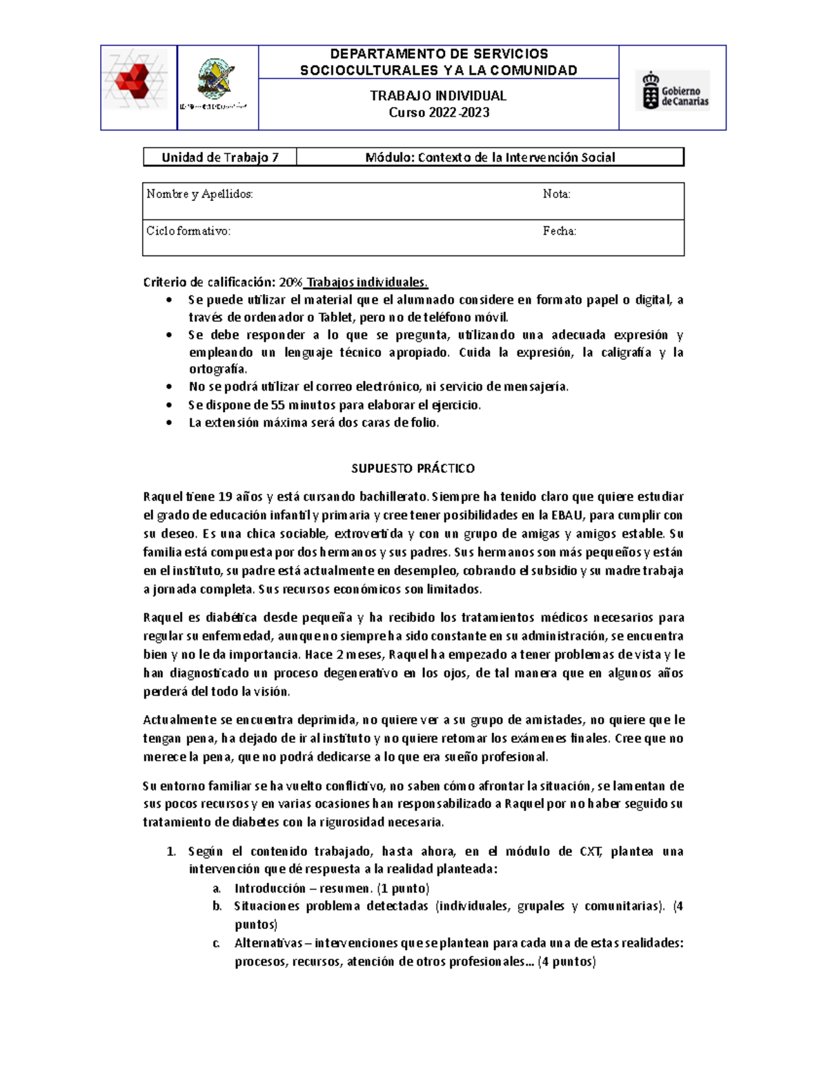 Ut7 Ejercicio De Clase Supuesto Práctico Departamento De Servicios