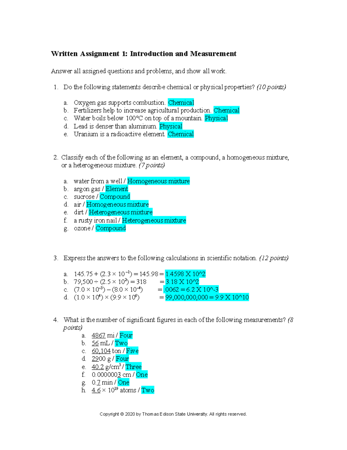 Written Assignment 1 cop - Written Assignment 1: Introduction and Measurement Answer all ...