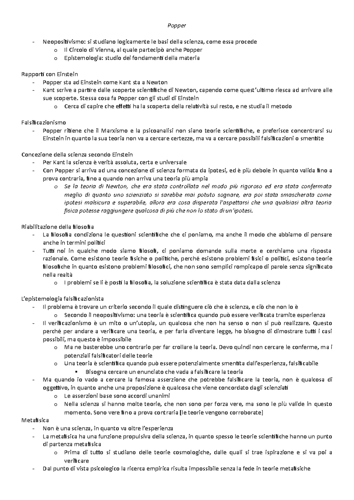 Popper - Stessa cosa fa Popper con gli studi di Einstein o Cerca di ...