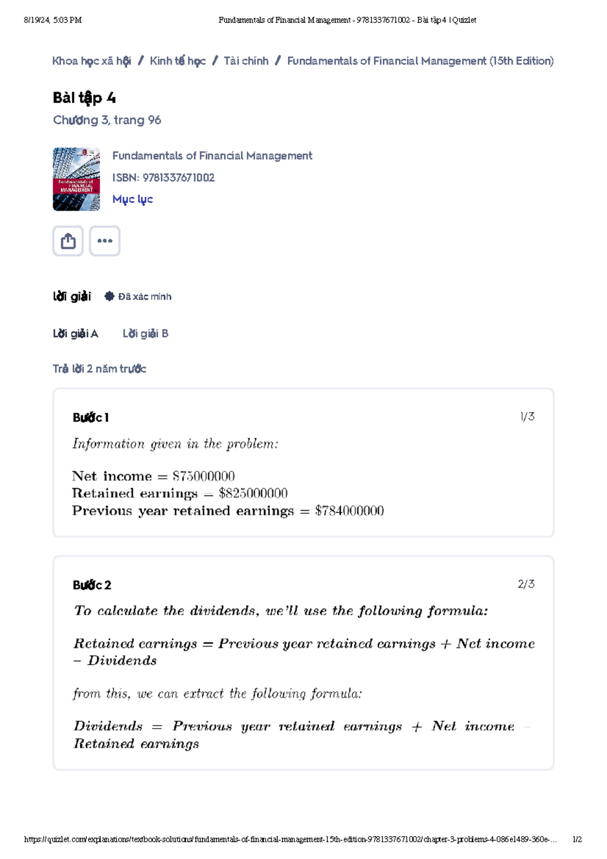 Chap 3 Bài 4 - Chap-3-Bài-4.pdf - Bài tập 4 Chương 3, trang 96 Fundamentals of Financial ...