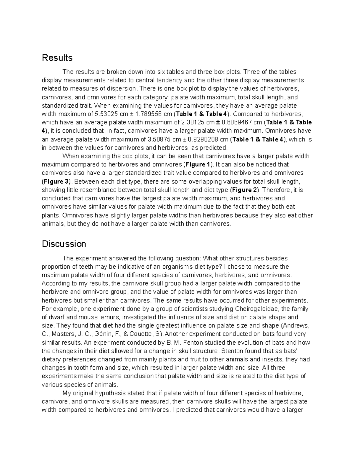 Lab Results and Discussion - Results The results are broken down into ...