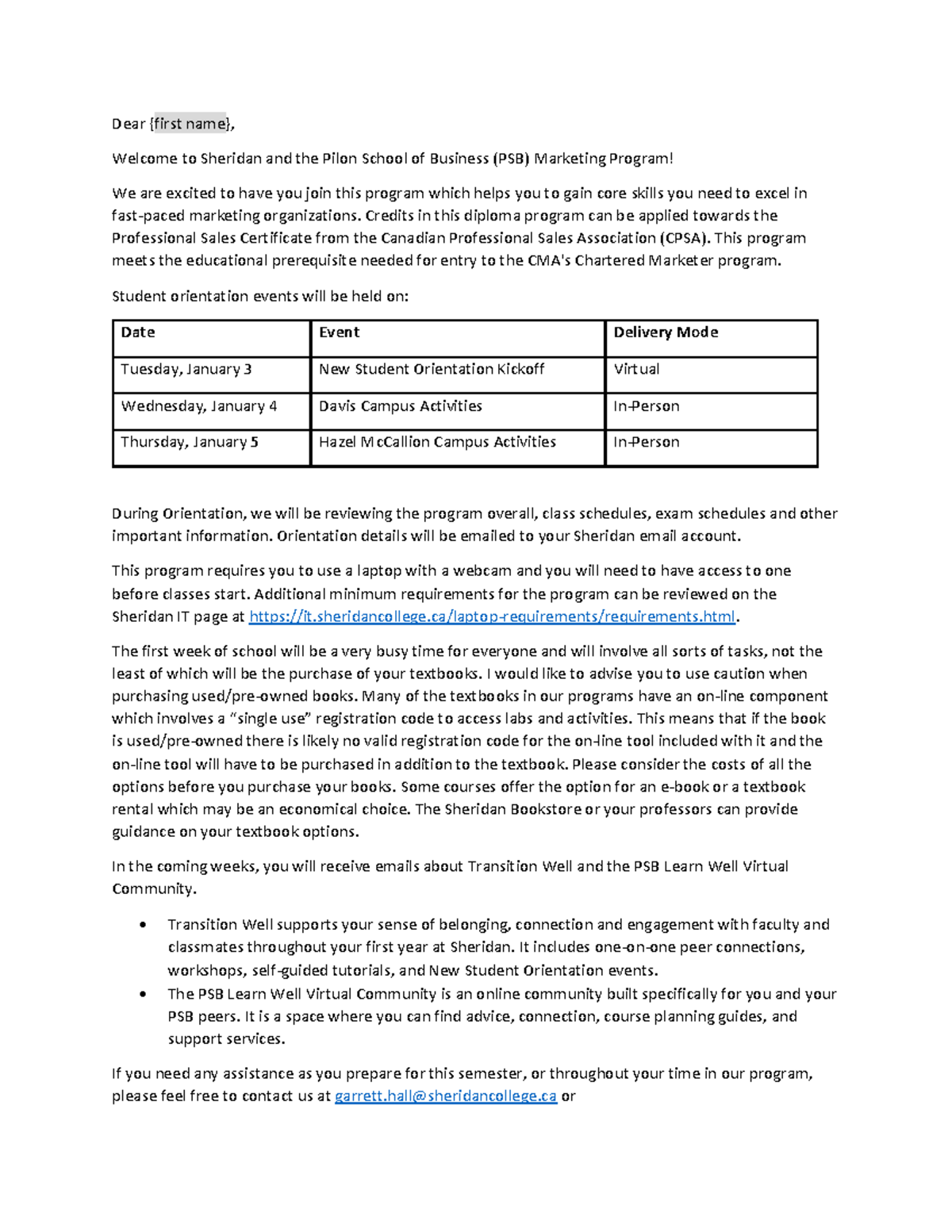 1231 Pbumk Pbamk welcome letter - Dear {first name}, Welcome to ...