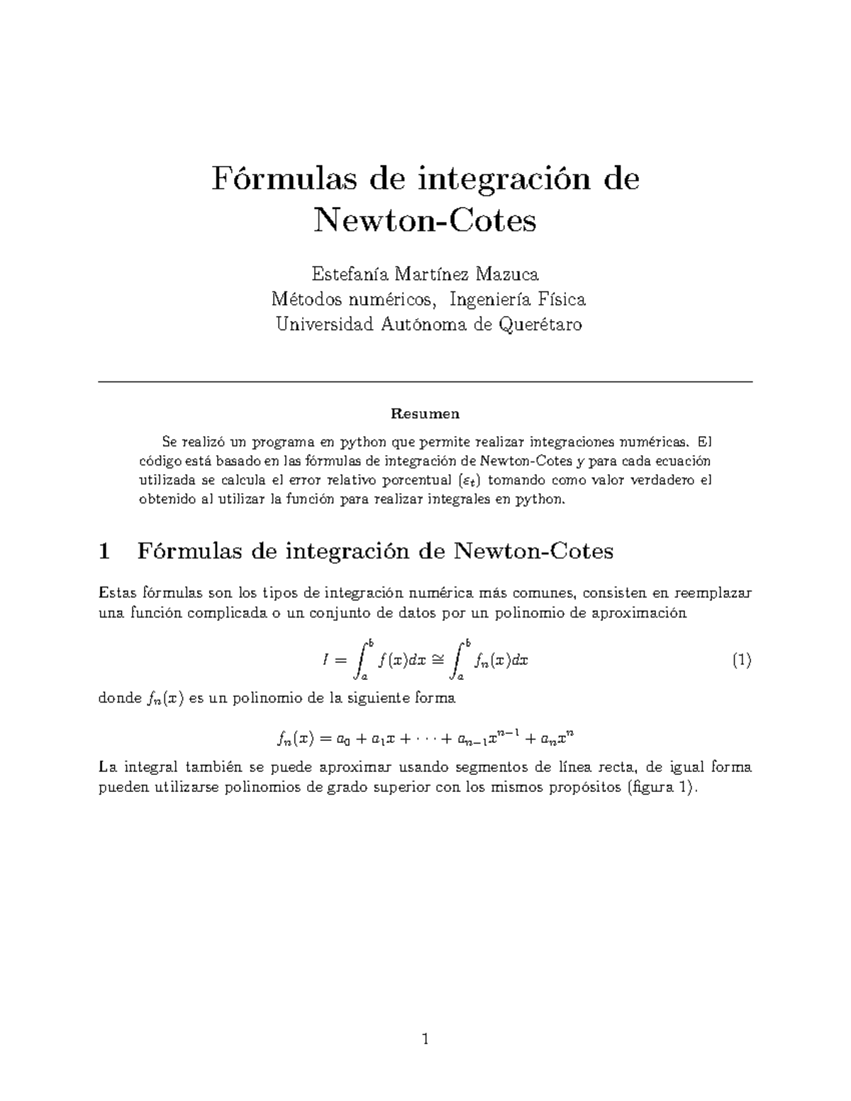 Formulas de integracion de Newton-Cotes - Fórmulas de integración de ...