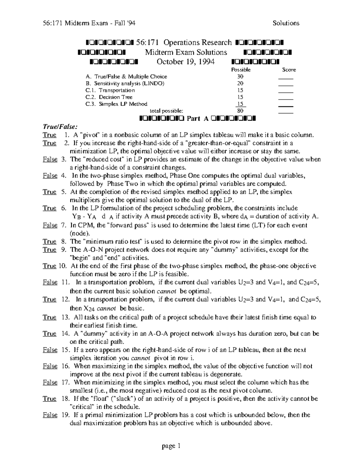 OR Midterm F94 - linear programming - Studocu