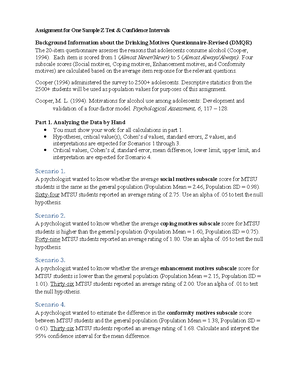 Assignment for One-Way Anova - ANOVA Assignment DATA SET = HAND CALCULATIONS Task 1. The ...