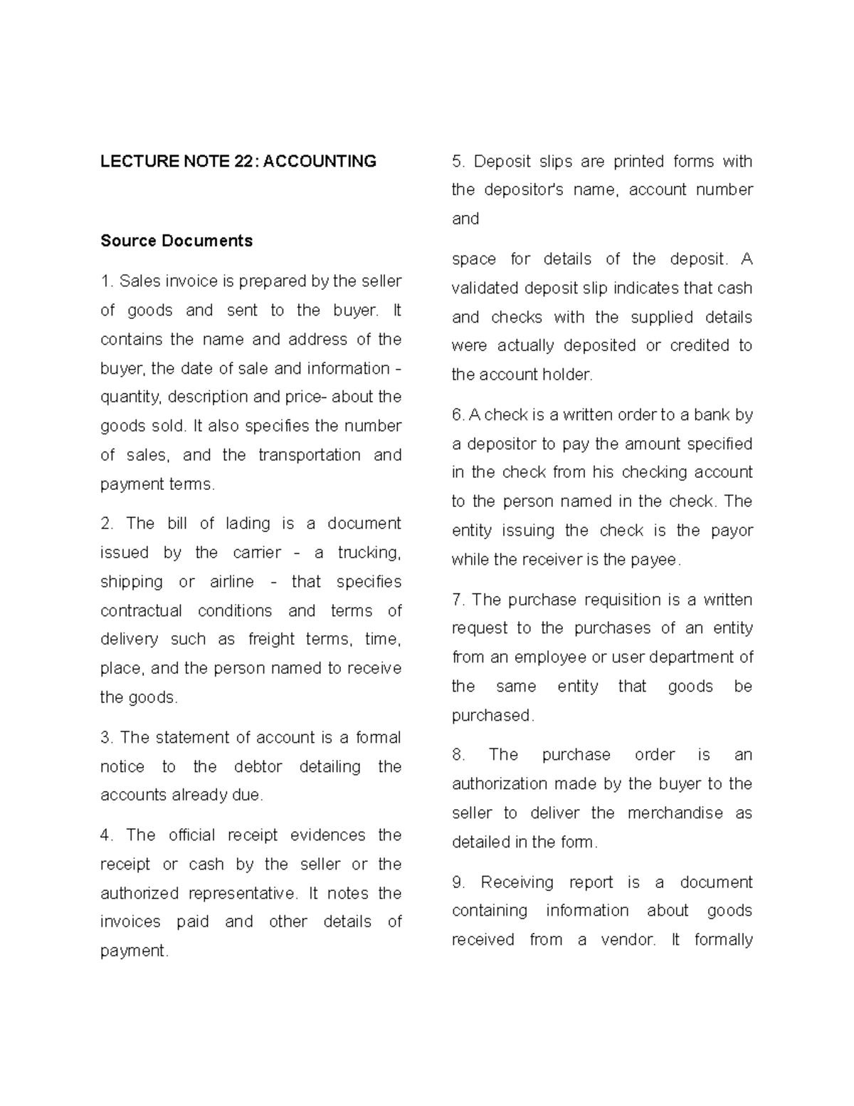 Lecture Note 22 Accounting - LECTURE NOTE 22: ACCOUNTING Source ...
