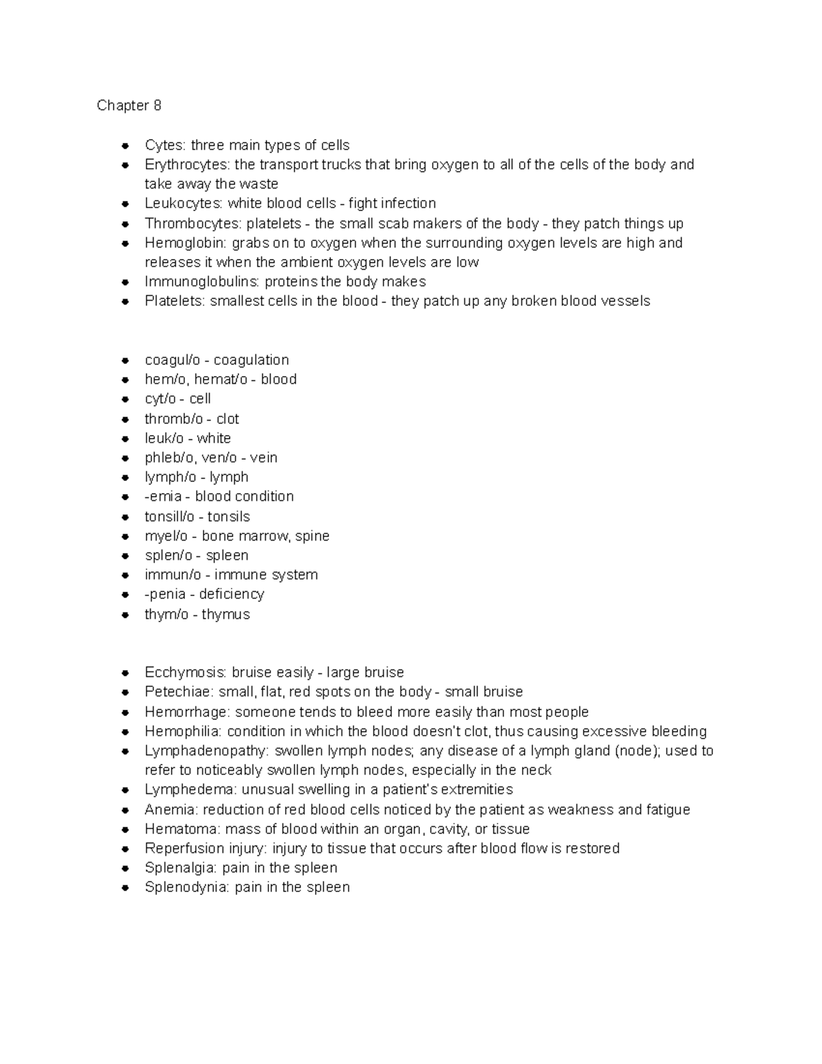 Chapter 8: Hematology & Immunology - Chapter 8 Cytes: three main types ...