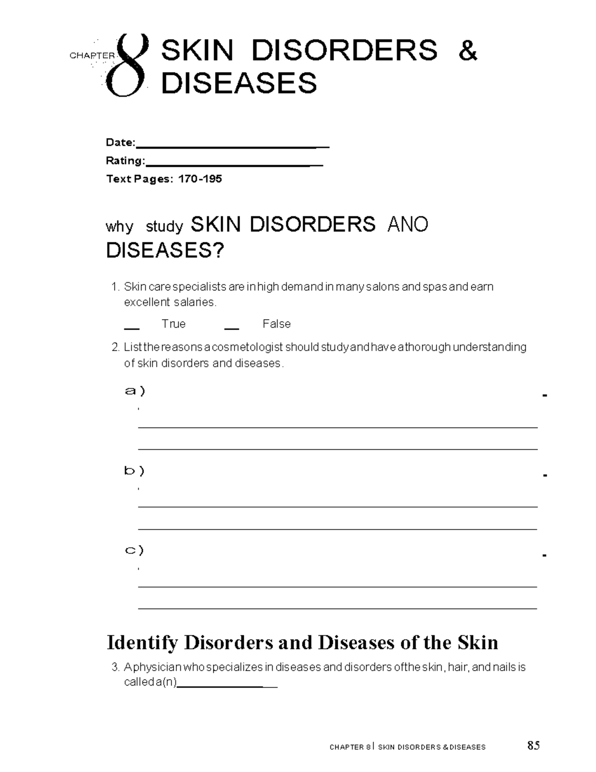 Chapter 8 Skin Disorders And Diseases Chapter 8 I Skin Disorders And Diseases 85 Skin Disorders