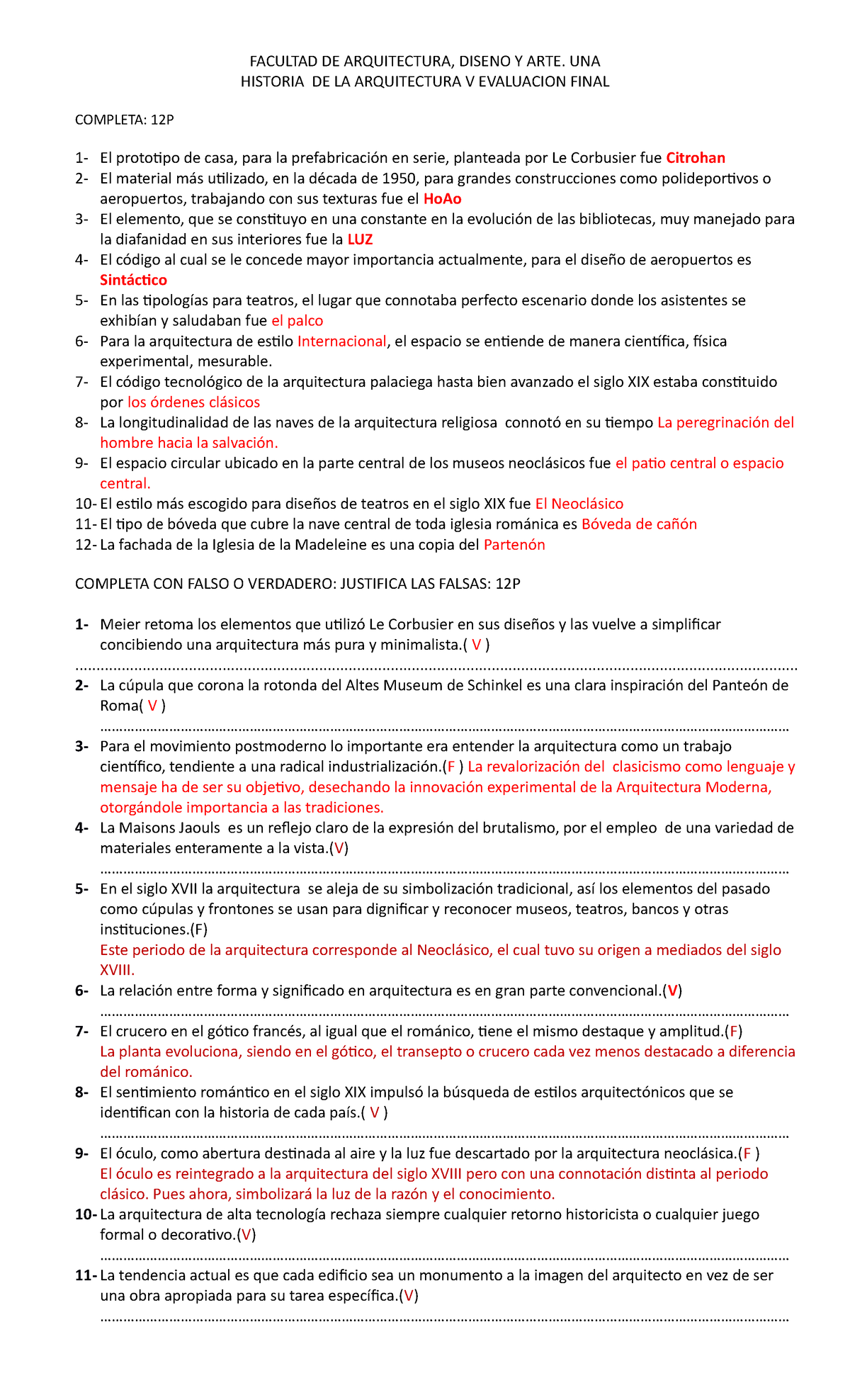Examen 20 Junio 2019, preguntas y respuestas - FACULTAD DE ARQUITECTURA, DISENO Y ARTE. UNA ...