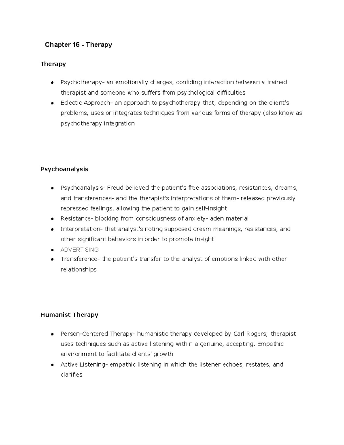 Chapter 16 - Therapy - Lecture notes 16 - Chapter 16 Therapy Therapy an ...