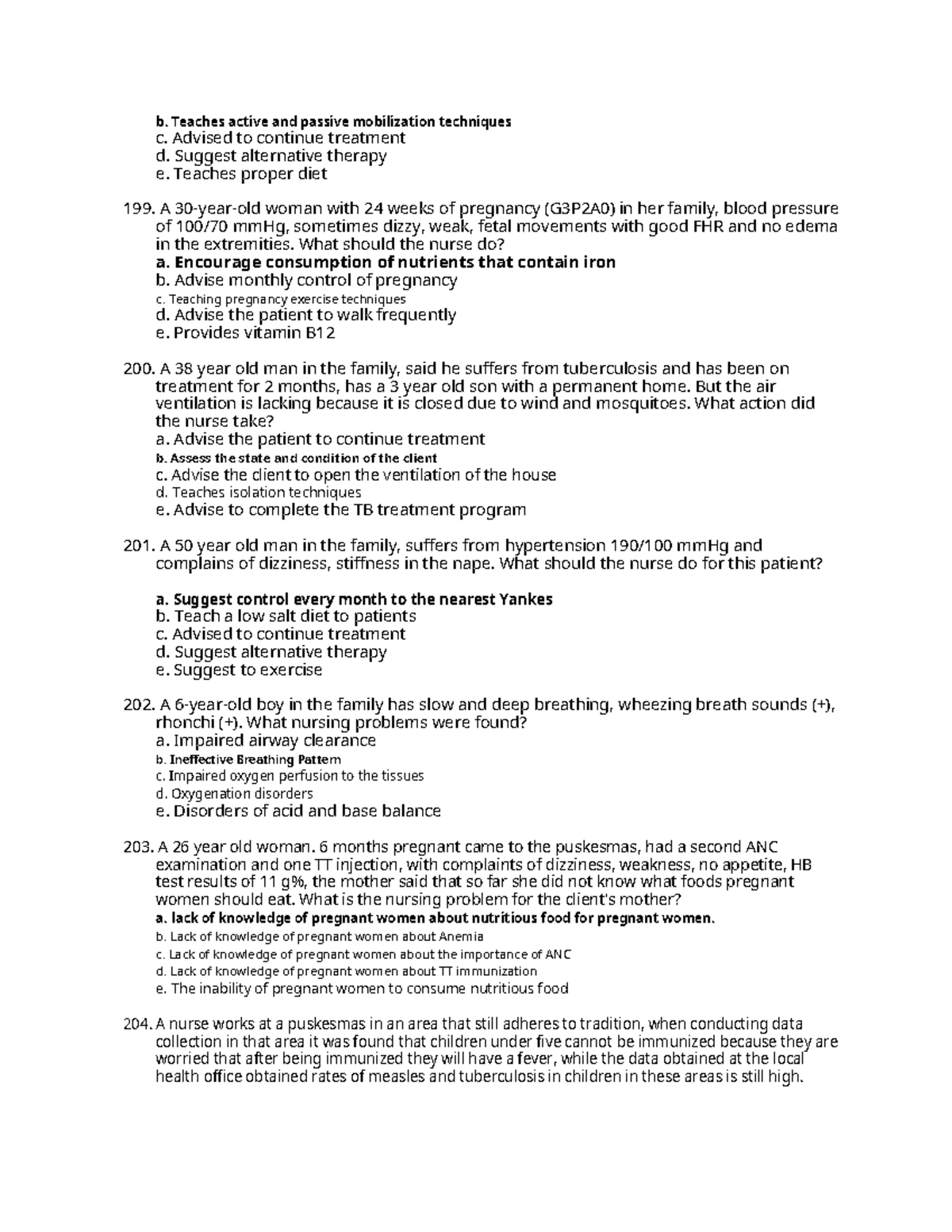 Materials of CTE - Nursing (11) - b. Teaches active and passive ...