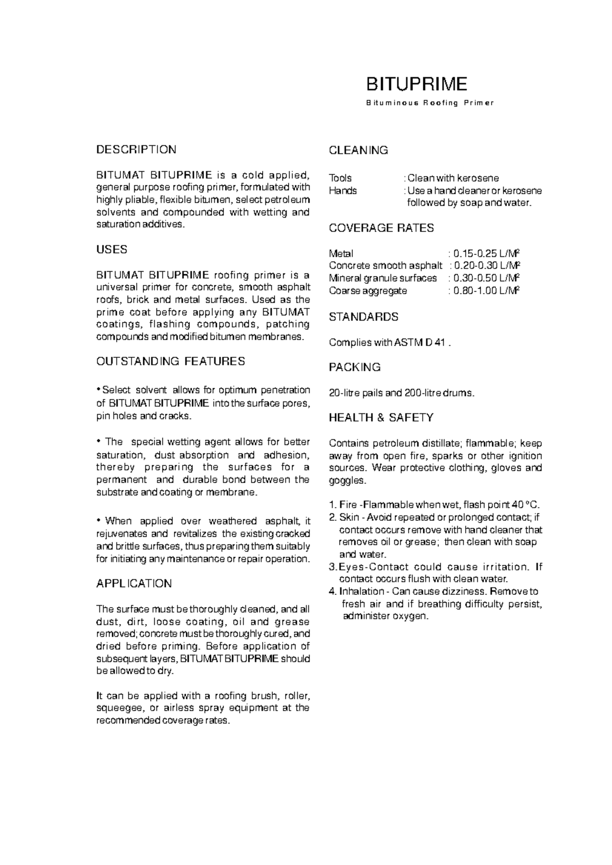 Bituprime-PMR02 - Damp proofing material - DESCRIPTION BITUMAT BITUPRIME is a cold applied ...