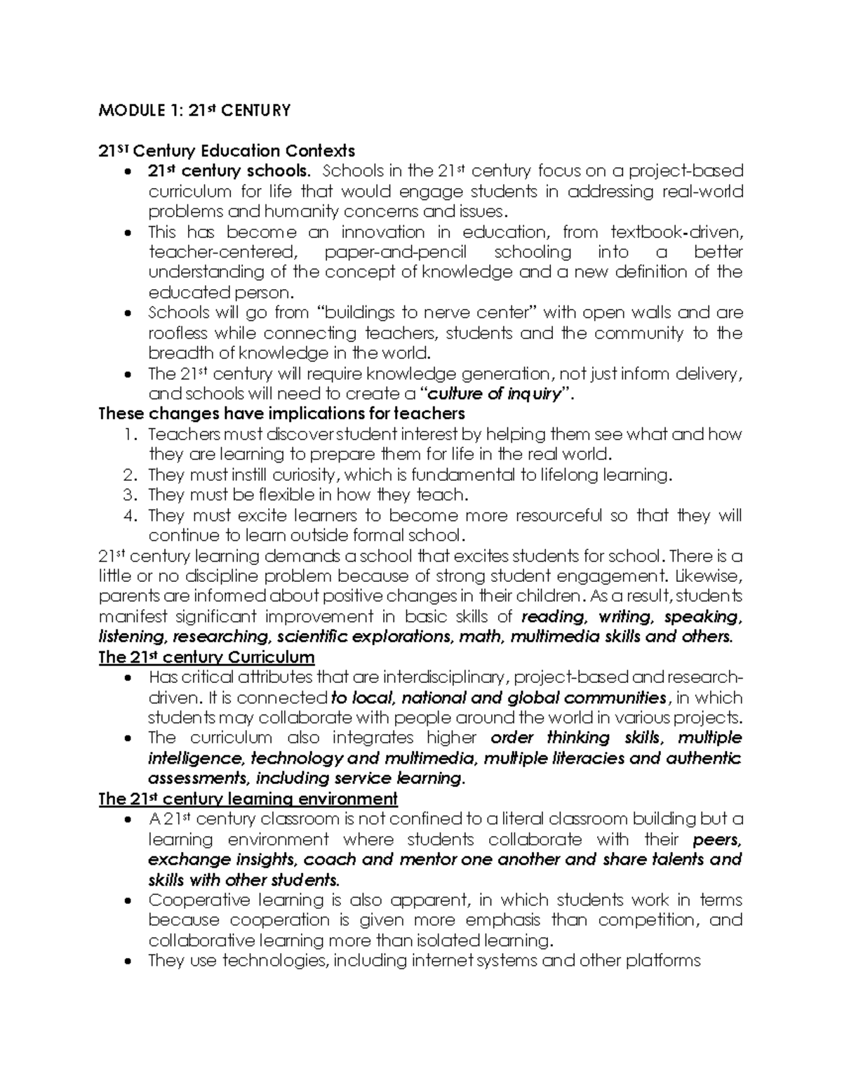 Benlac 1-6 - MODULE 1: 21st CENTURY 21 ST Century Education Contexts 21 ...