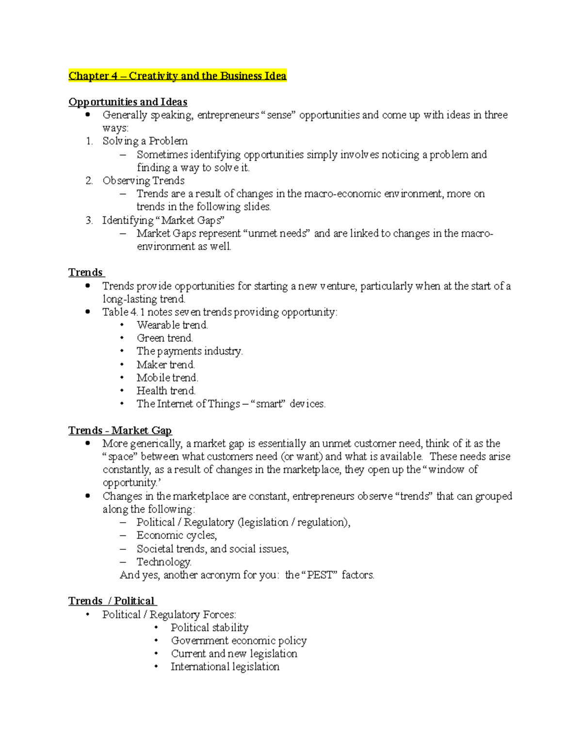 Chapter 4 – Creativity and the Business Idea - Chapter 4 – Creativity and the Business Idea ...