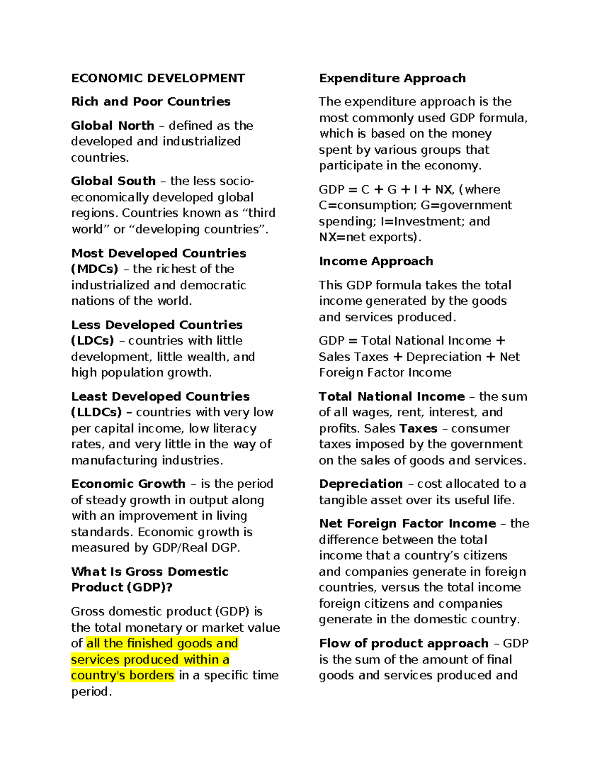 Economic DEV Midterm Reviewer - ECONOMIC DEVELOPMENT Rich and Poor ...