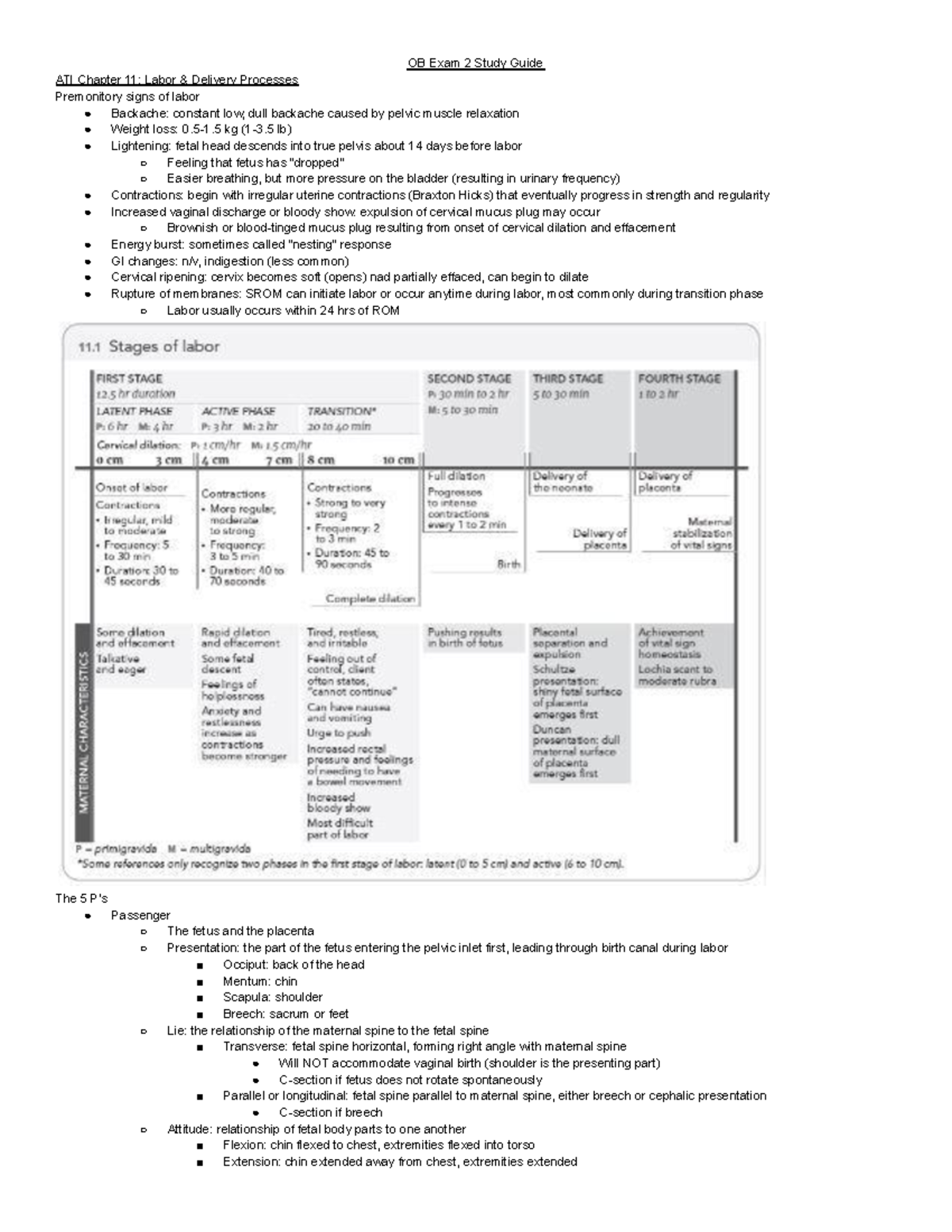 PDF document - Med math - OB Exam 2 Study Guide ATI Chapter 11 : Labor ...