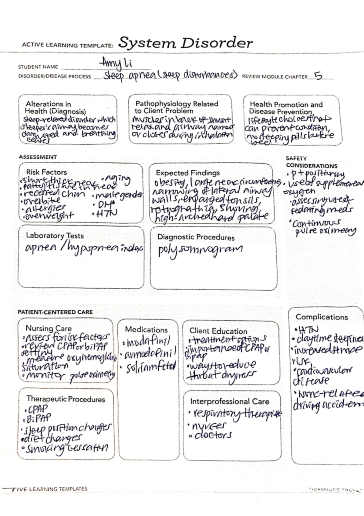Templates - ACTIVE LEARNING TEMPLATE: System Disorder STUDENT NAME Amy ...