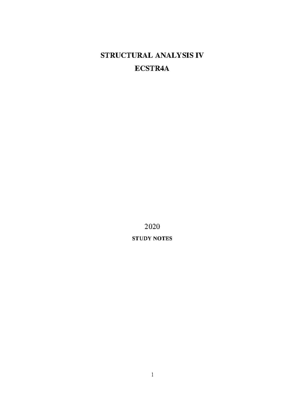 Null-2 - Structural Analysis Notes - STRUCTURAL ANALYSIS IV ECSTR4A ...