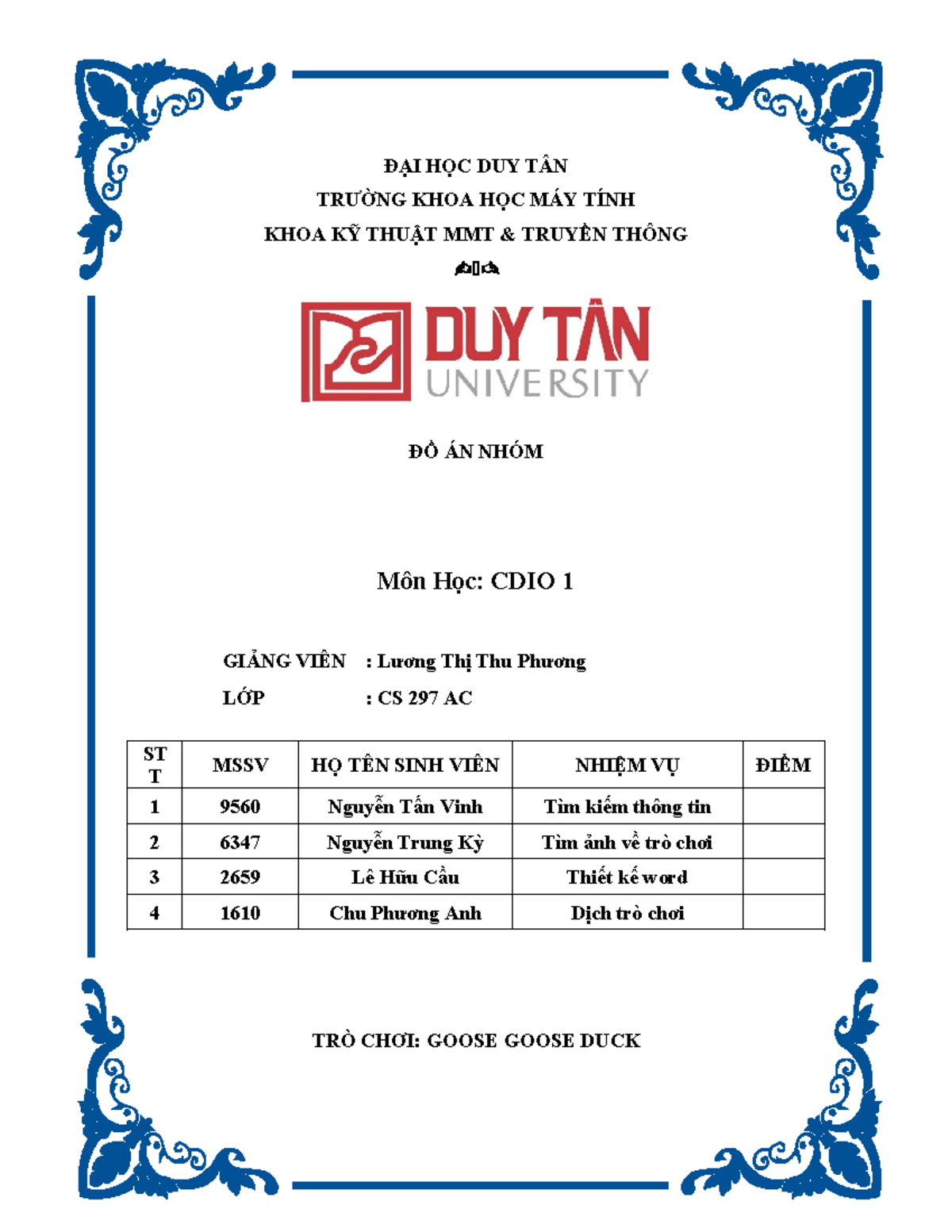 Trang bìa - fade - ĐẠI HỌC DUY TÂN TRƯỜNG KHOA HỌC MÁY TÍNH KHOA KỸ ...