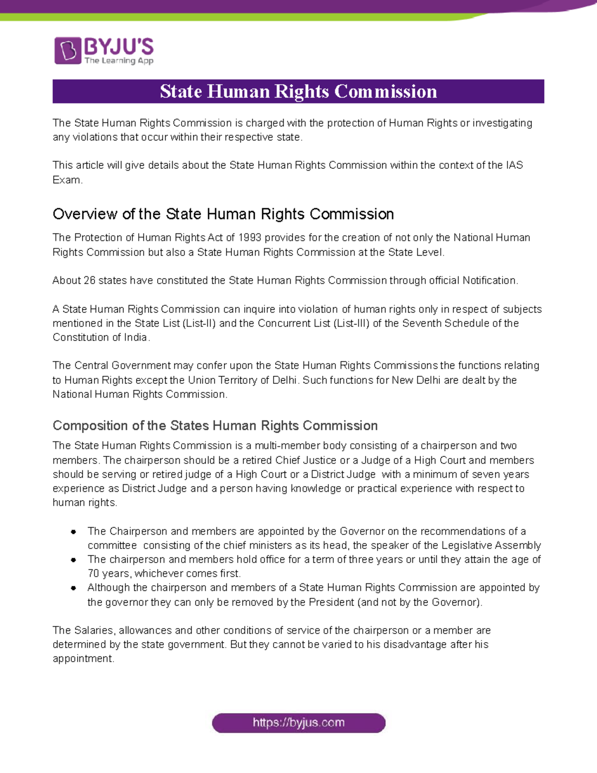 State Human Rights Commission - This article will give details about ...