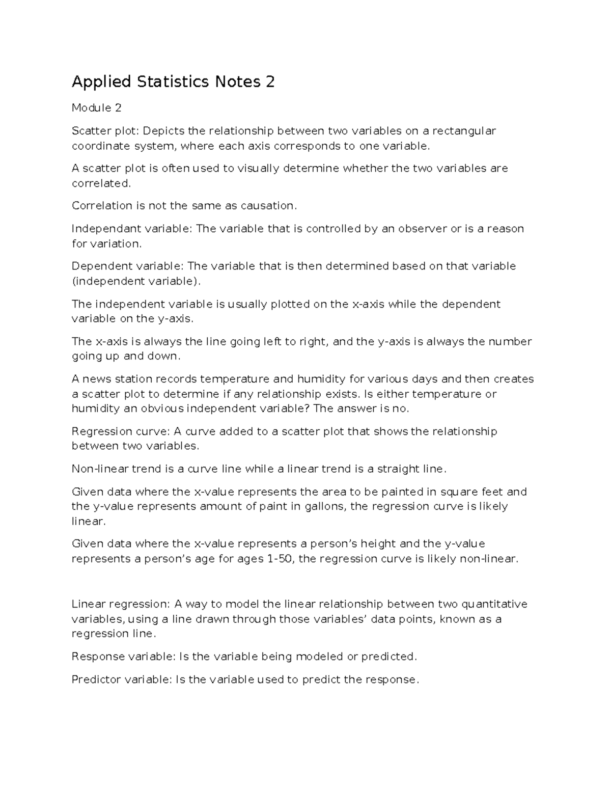 Applied Statistics Module 2 Notes - Applied Statistics Notes 2 Module 2 ...