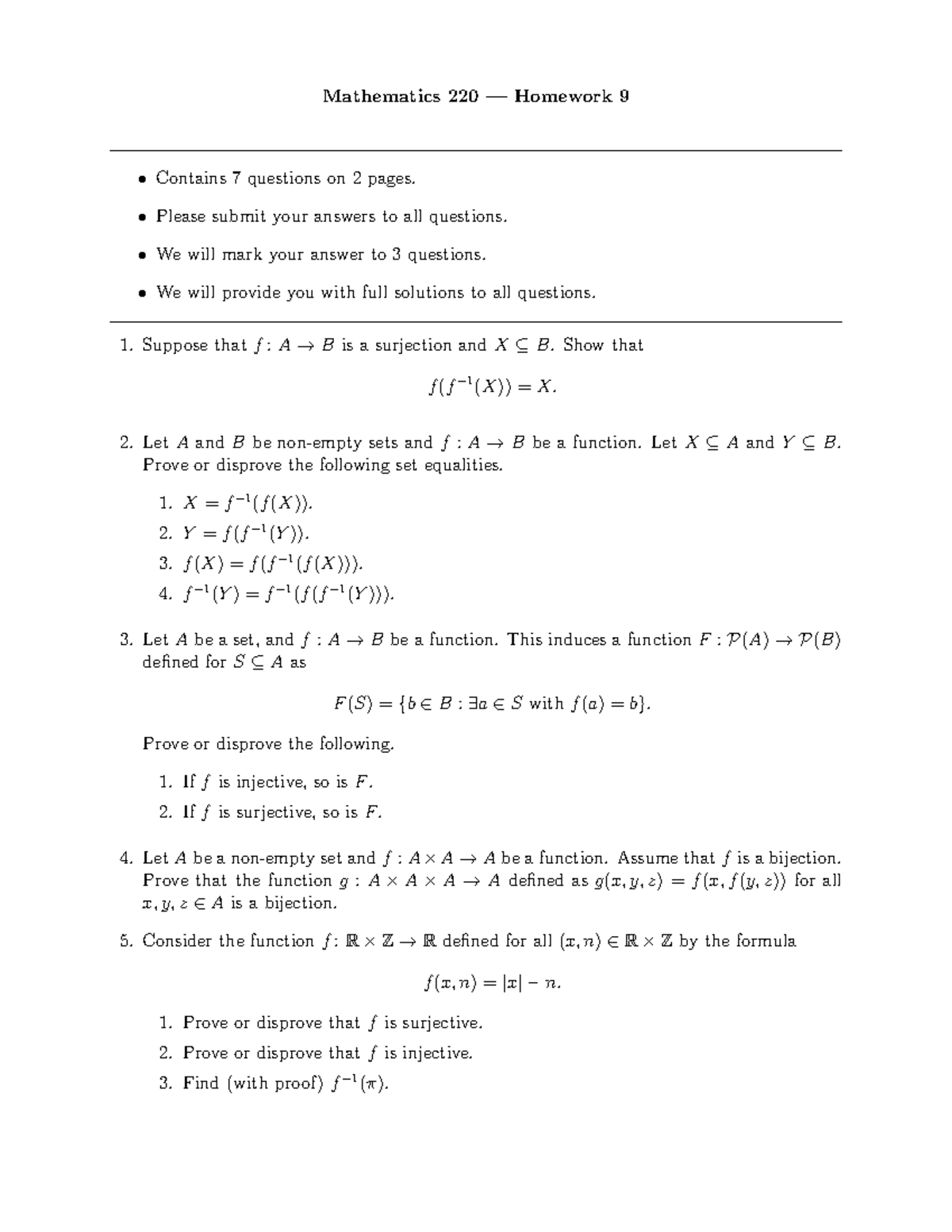 Homework 9 - 2023 - Mathematics 220 — Homework 9 Contains 7 questions ...