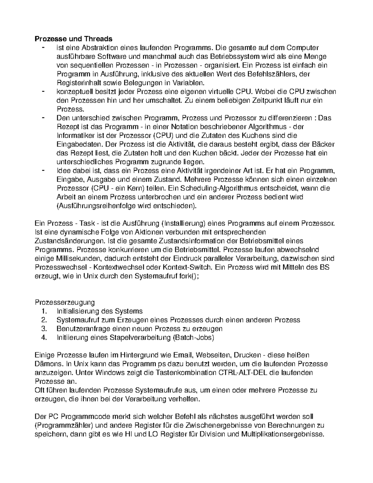 Prozesse und Threads - Kurz was ist Prozess / Thread - Prozesse und ...