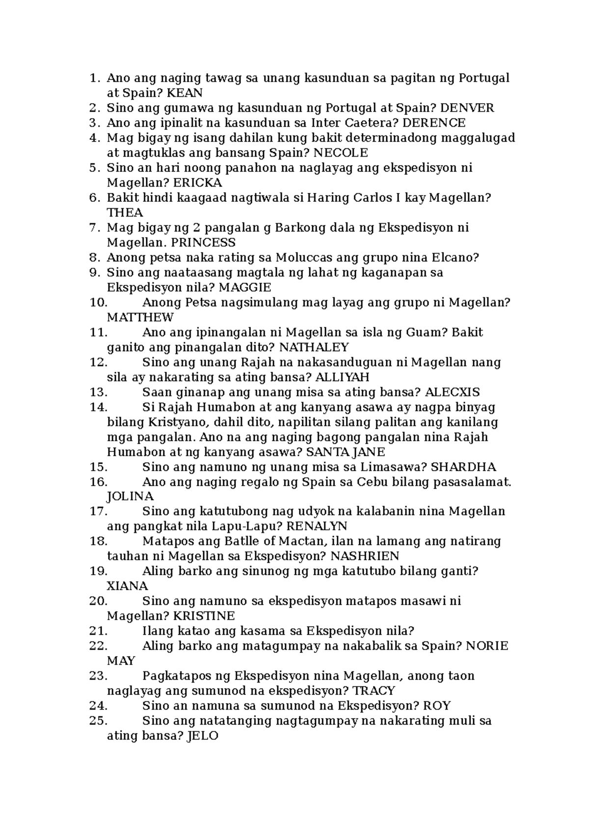 Aralin 7 UNIT 2 AP 5 - Quiz - Ano ang naging tawag sa unang kasunduan ...