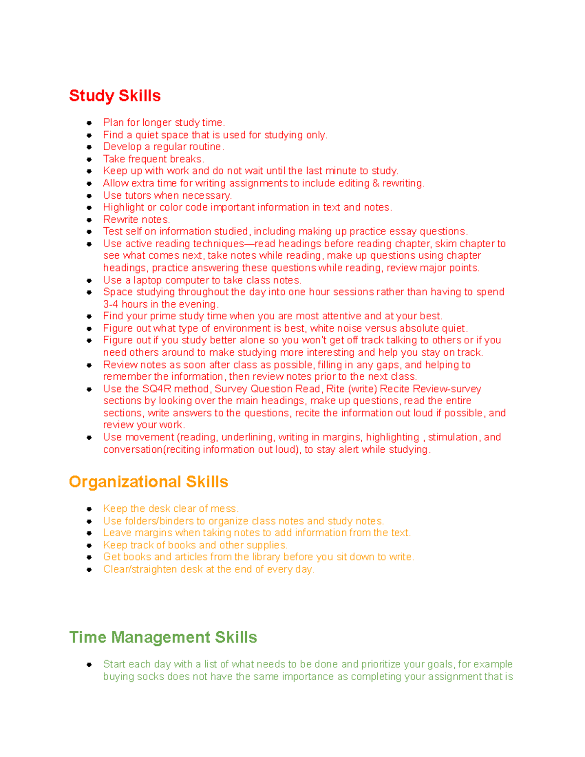 ADHD Skills - ADHD study - Study Skills Plan for longer study time ...