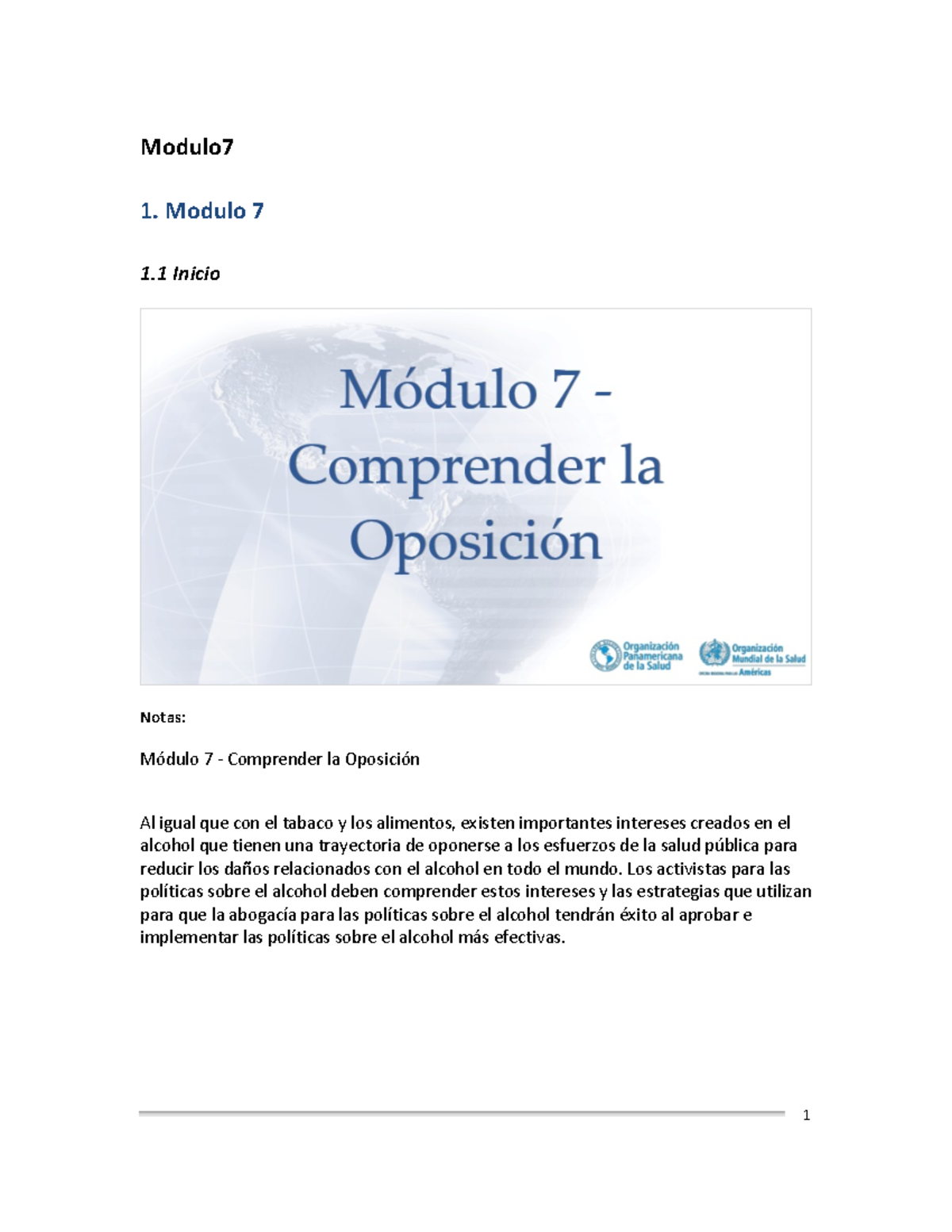 Modulo 7 NMH MH Abog Pol Alcohol - Modulo 1. Modulo 7 1 Inicio Notas ...