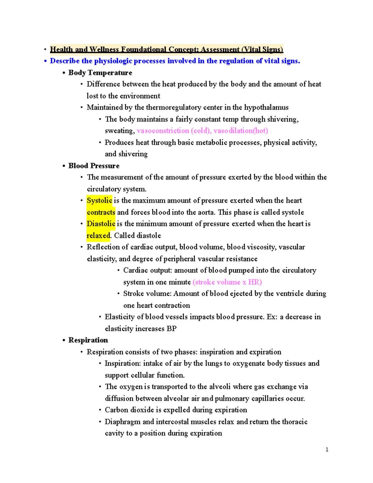 Exam study guide 1 - fundamental - **Health and Wellness Foundational ...