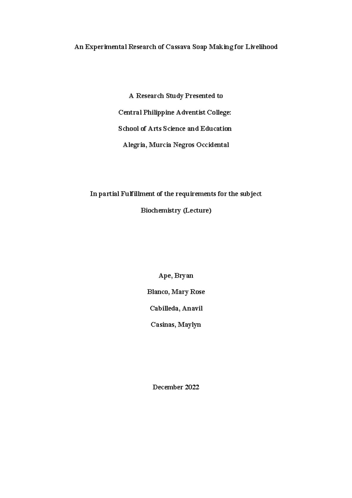 Chapter II - N/A - An Experimental Research of Cassava Soap Making for ...