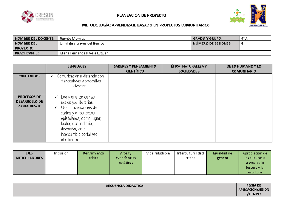 UN Viaje A Traves DEL Tiempo Aprendizaje Basado EN Proyectos ...