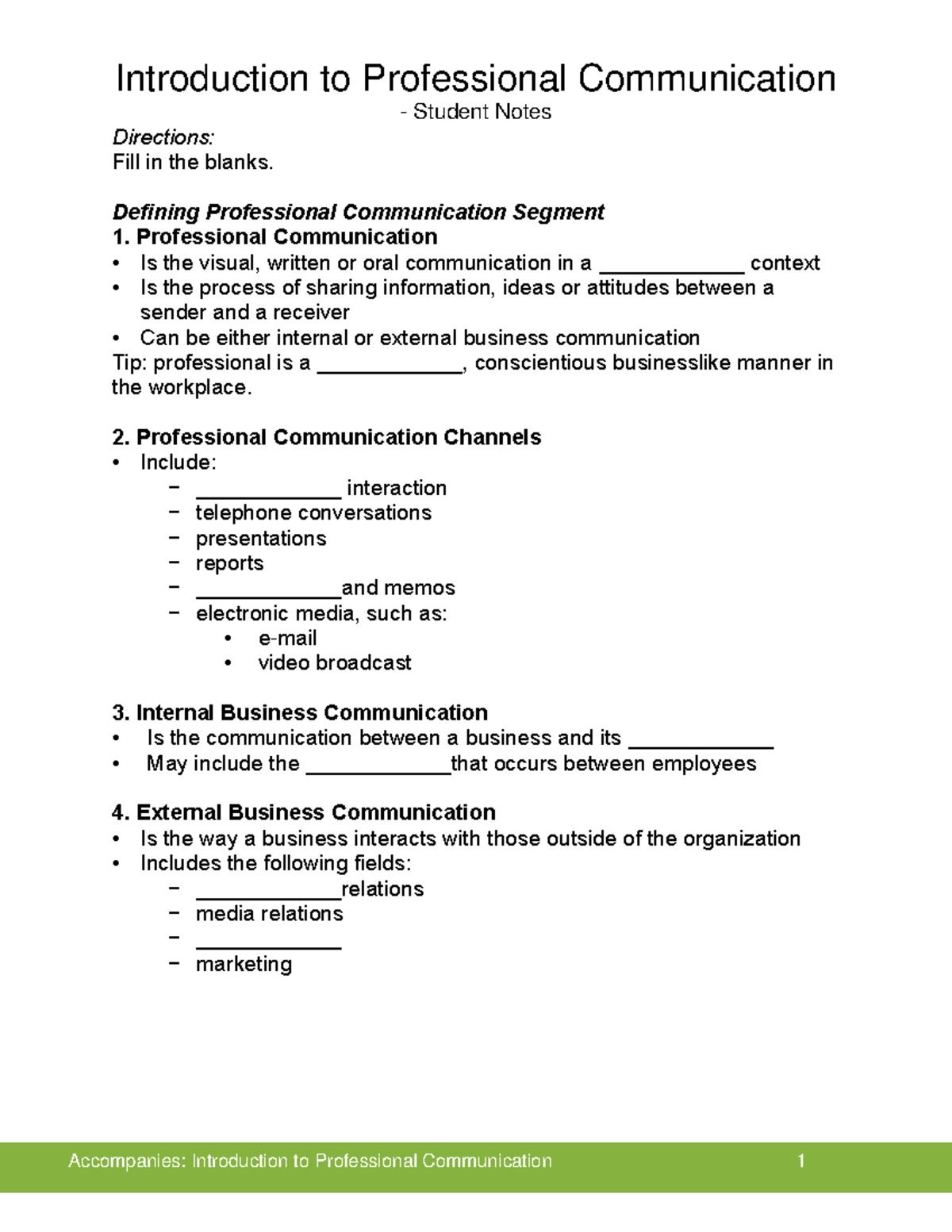 Student+Notes+Introduction+to+Professional+Communication - Student ...