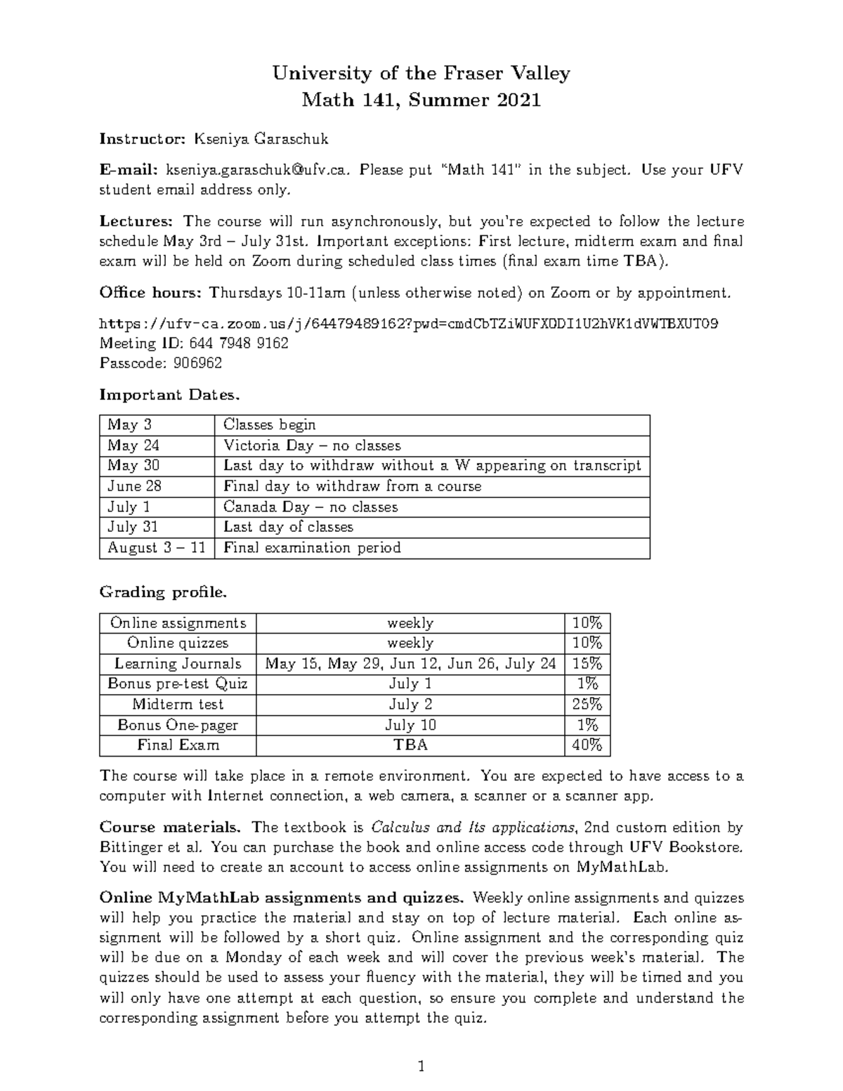 MATH141 Syllabus - Guides and outlines - University of the Fraser ...