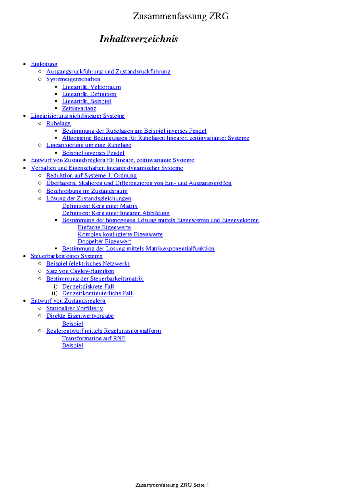 Zusammenfassung ZRG - Warning: TT: undefined function: 22 Inhaltsverzeichnis Ausgangsrückführung ...