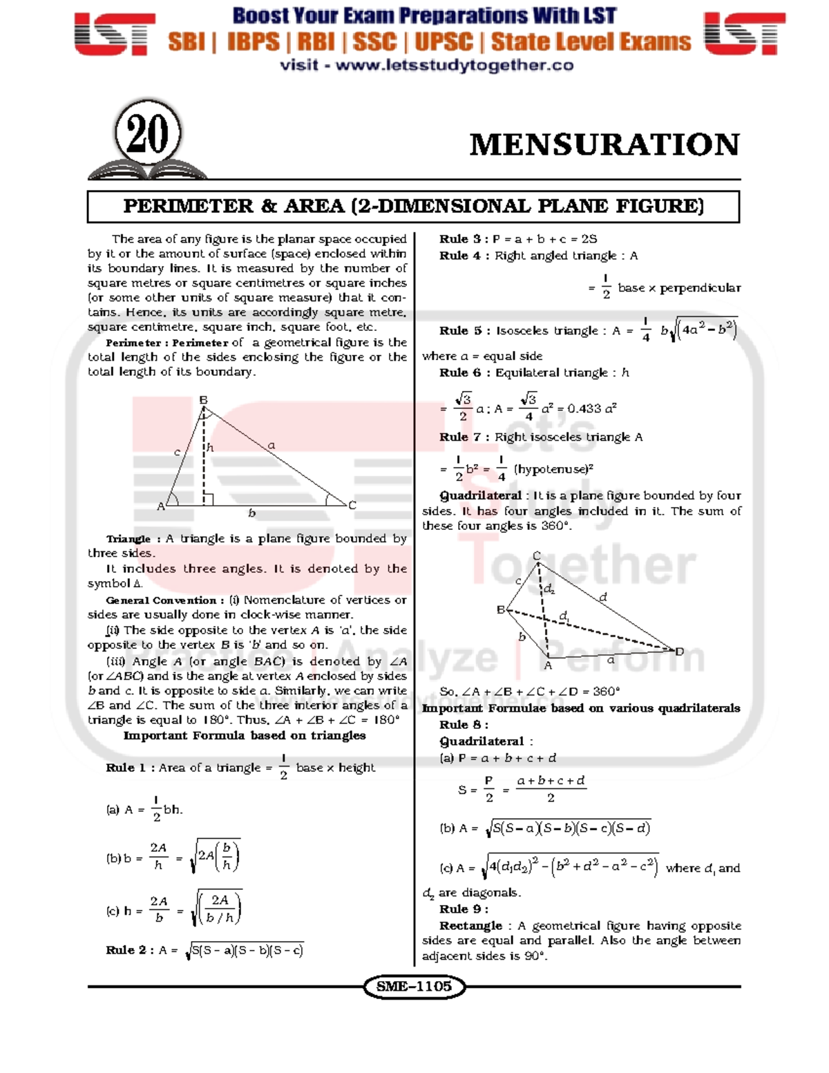 Mensuration Question with Solution Free PDF@www - MENSURATION The area ...