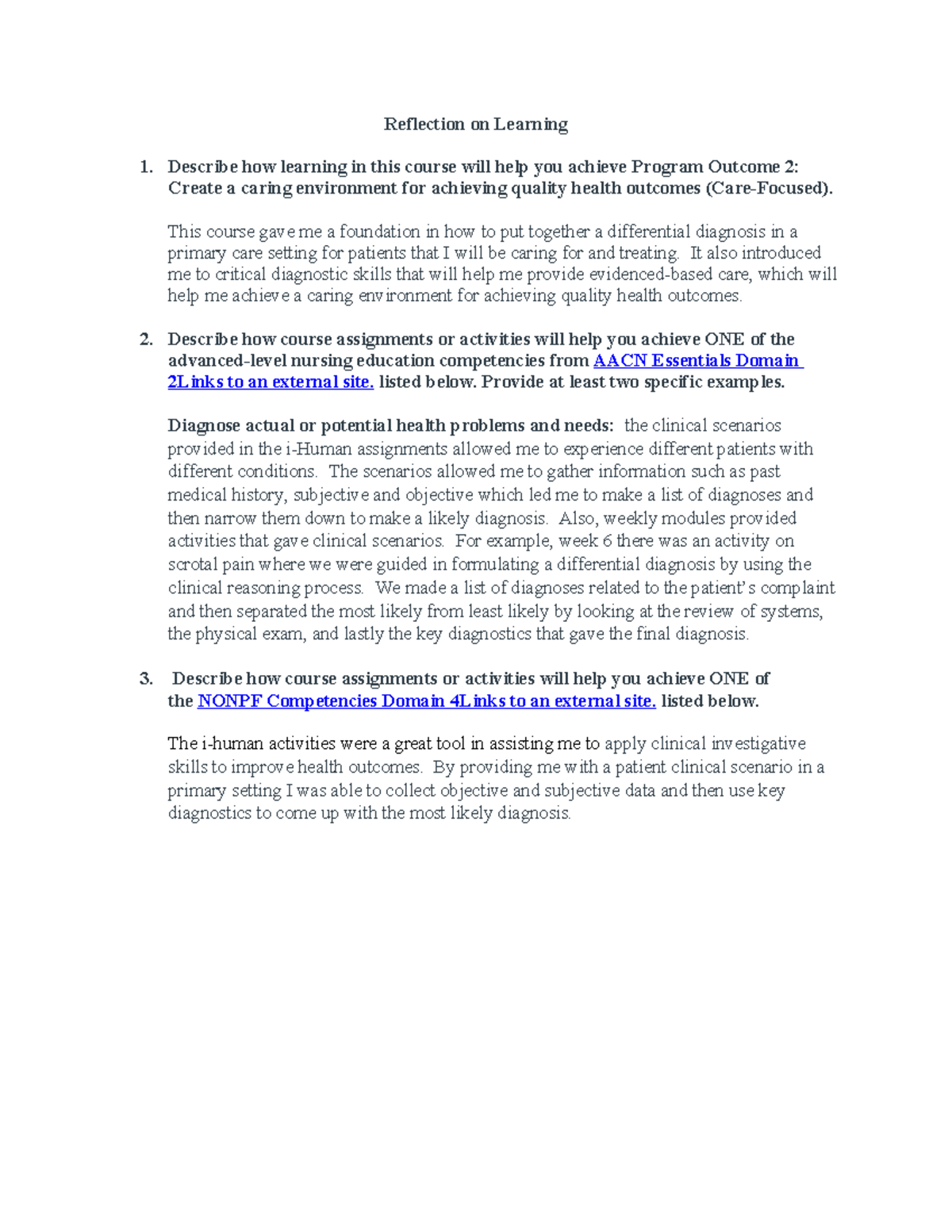 Reflection on Learning - Reflection on Learning Describe how learning ...