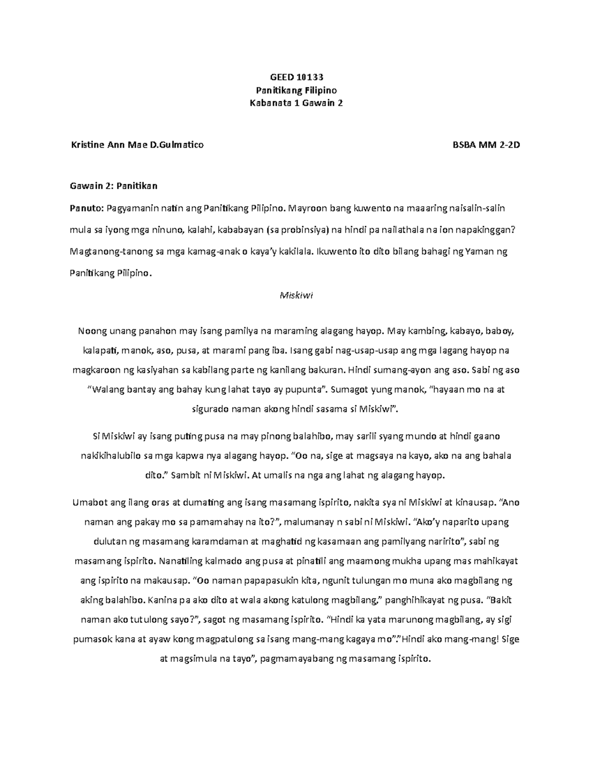 Gawain 2 - Pagyamanin natin ang Panitikang Pilipino. Mayroon bang ...