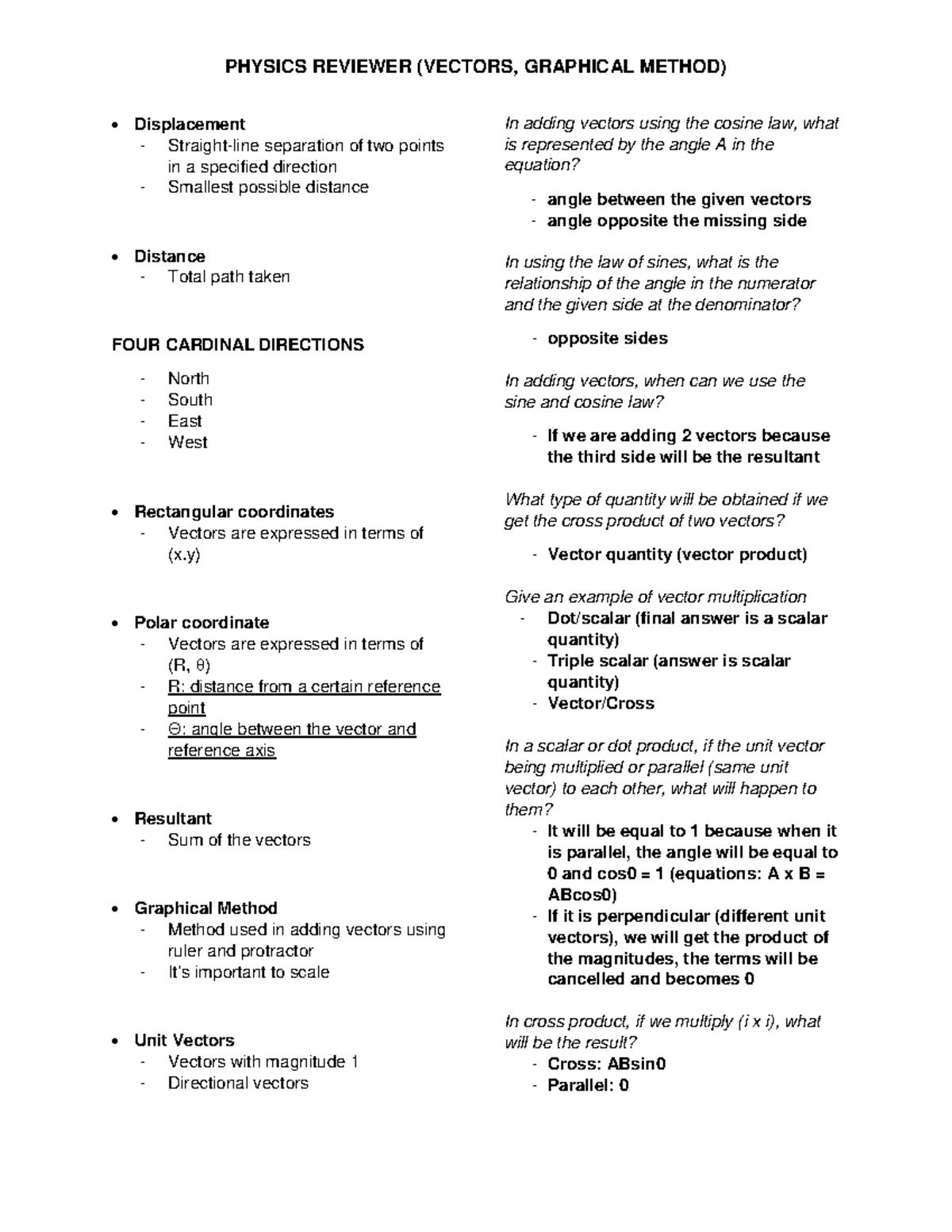 Physics Reviewer (Vectors, Graphical Method) - PHYSICS REVIEWER ...